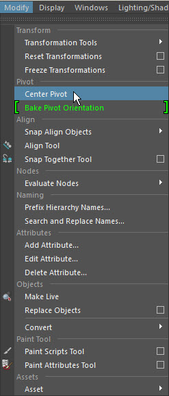 Maya_CenterPivotMenu | 3D Modeling Resources